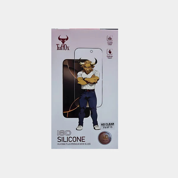 Tuffox 18D Silicone Plus Premium Edge Glass for iphone 15 - Clear ...